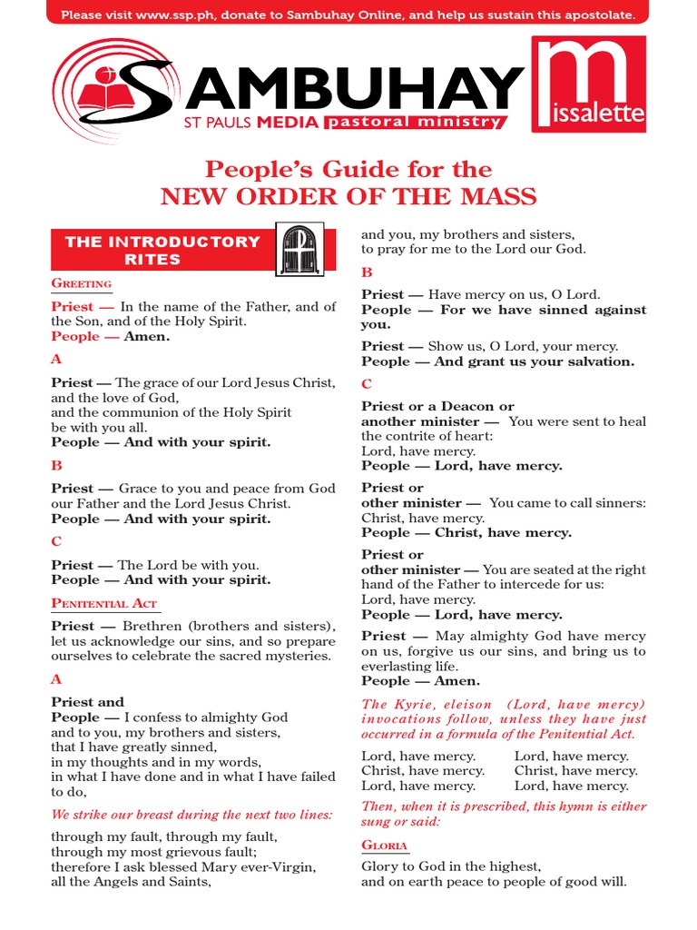 Guide To The New Roman Missal Printable | PDF | Mass (Liturgy) | God ...