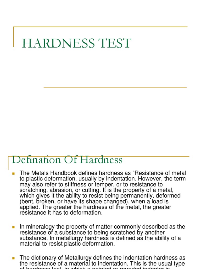 Hardness Test (For Materials) | PDF | Mechanical Engineering ...