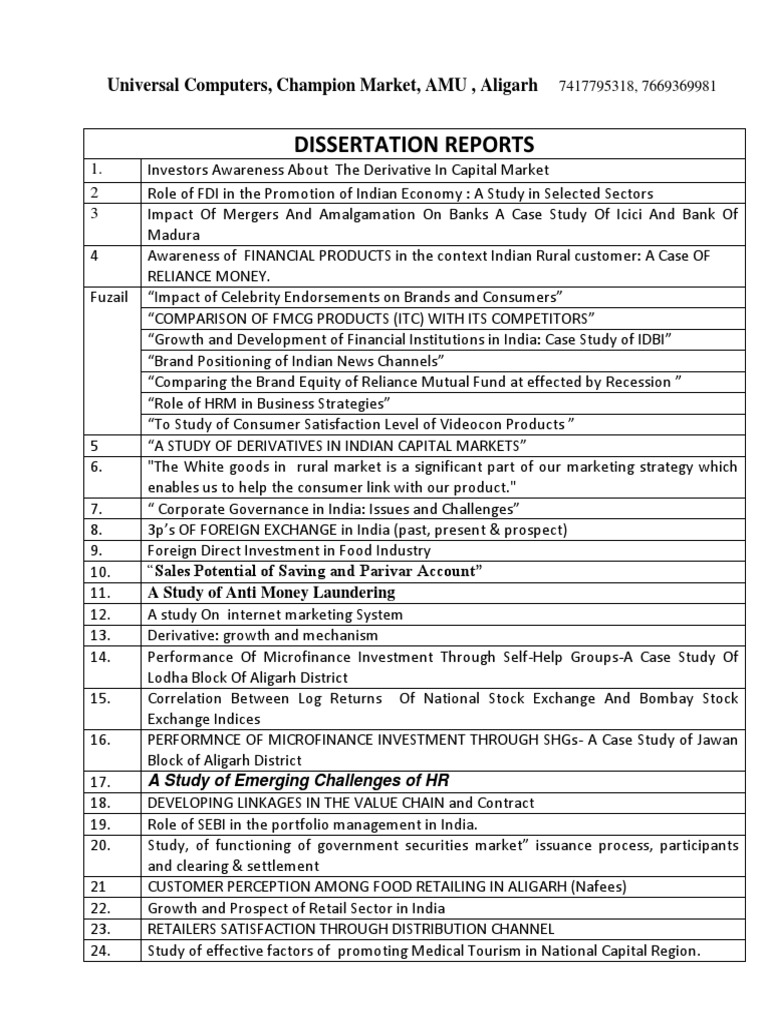 Topic of Dessertation | PDF | Retail | Financial Markets