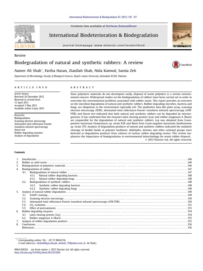 1 s2.0 S0964830513001832 Main | PDF | Natural Rubber | Biodegradation