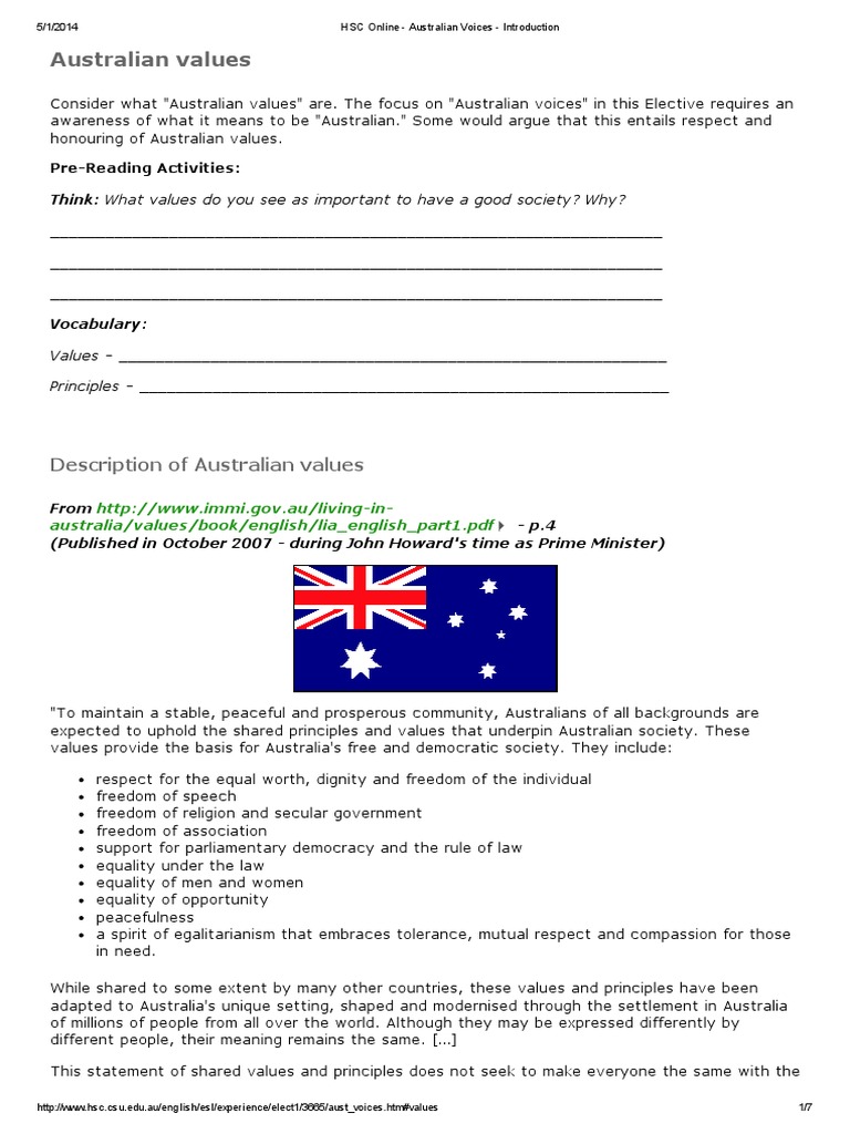 HSC Online - Australian Values | Download Free PDF | Equal Opportunity ...
