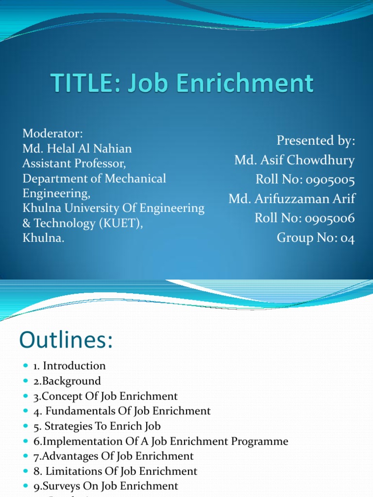Job Enrichment | Employment | Psychology