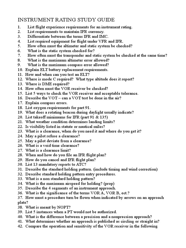 Instrument Rating Study Guide | PDF | Business