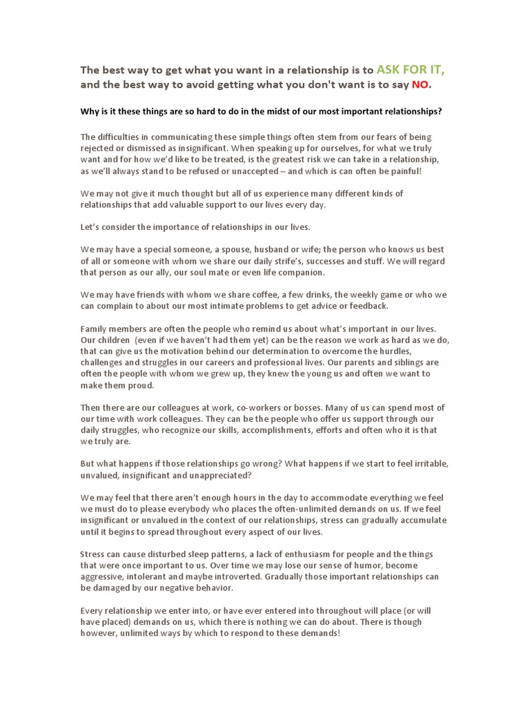 The Importance of Relationship | PDF