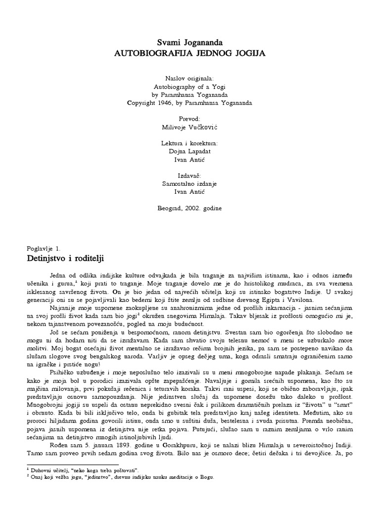 Jogananda - Autobiografija Jednog Jogija | PDF