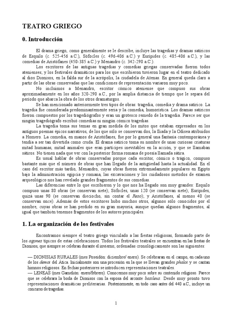 Teatro Griego | PDF | Tragedia griega | Edipo
