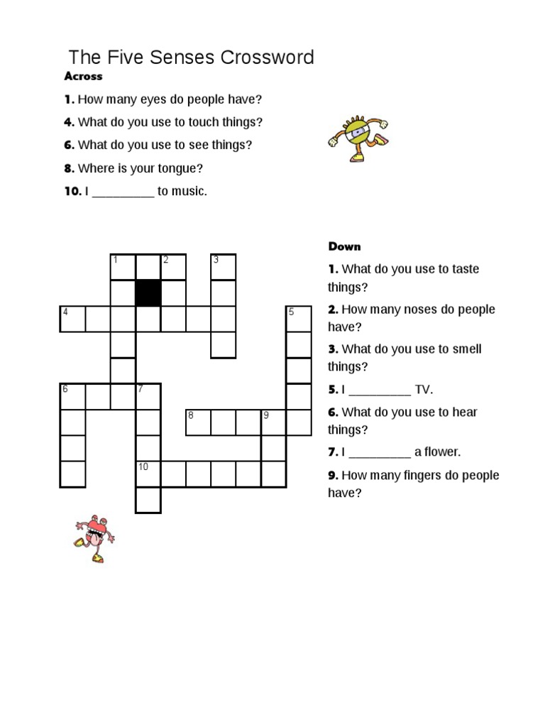 Thefivesensescrossword | PDF | Neuropsychology | Organ (Anatomy)
