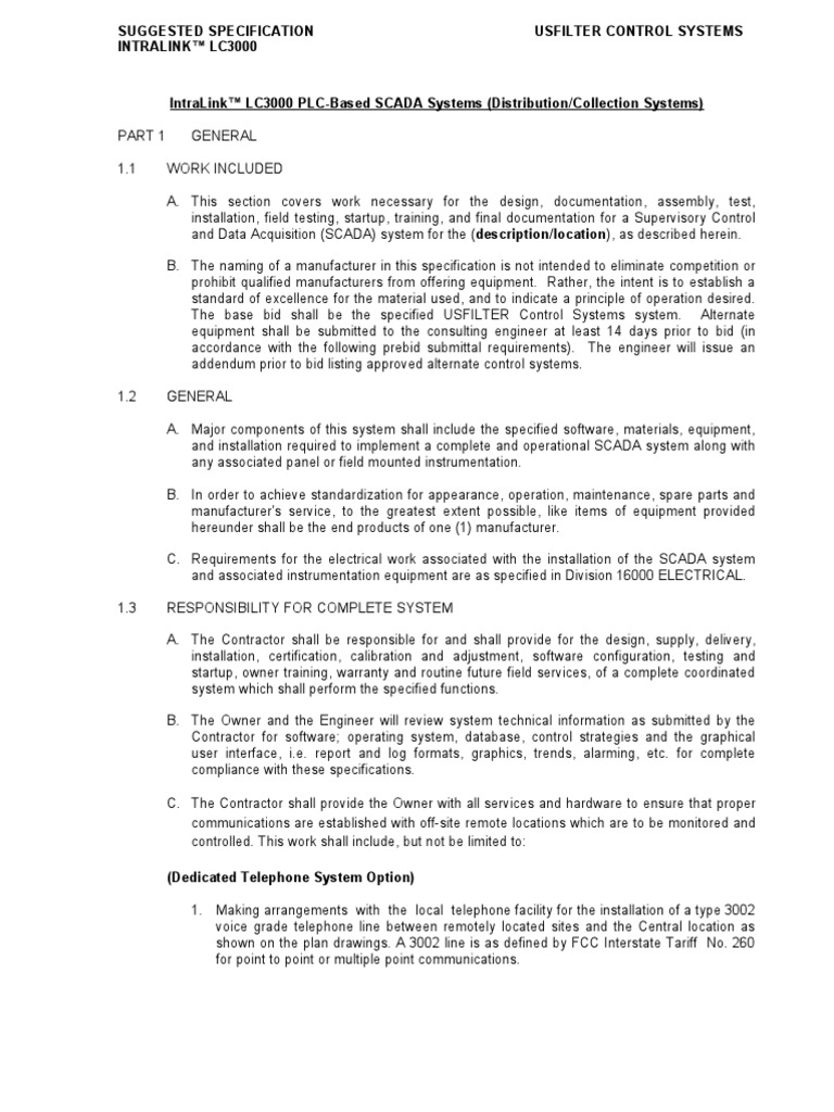 Suggested Spec IntraLink LC3000 PLC - SCADA | PDF | Programmable Logic ...
