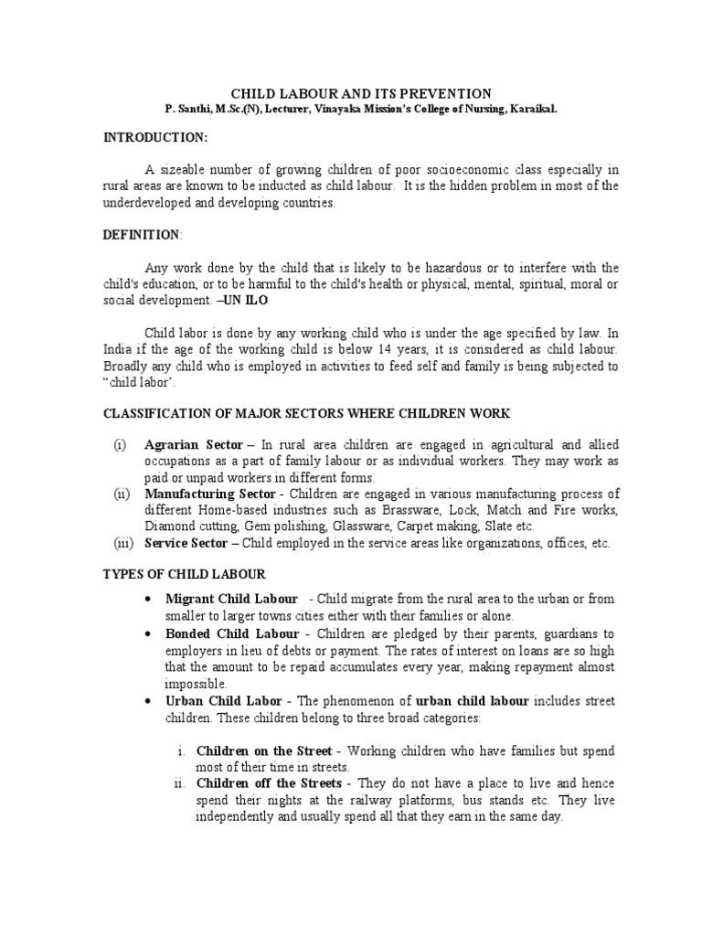 Child Labour & Its Prevention | Child Labour | Labour Economics