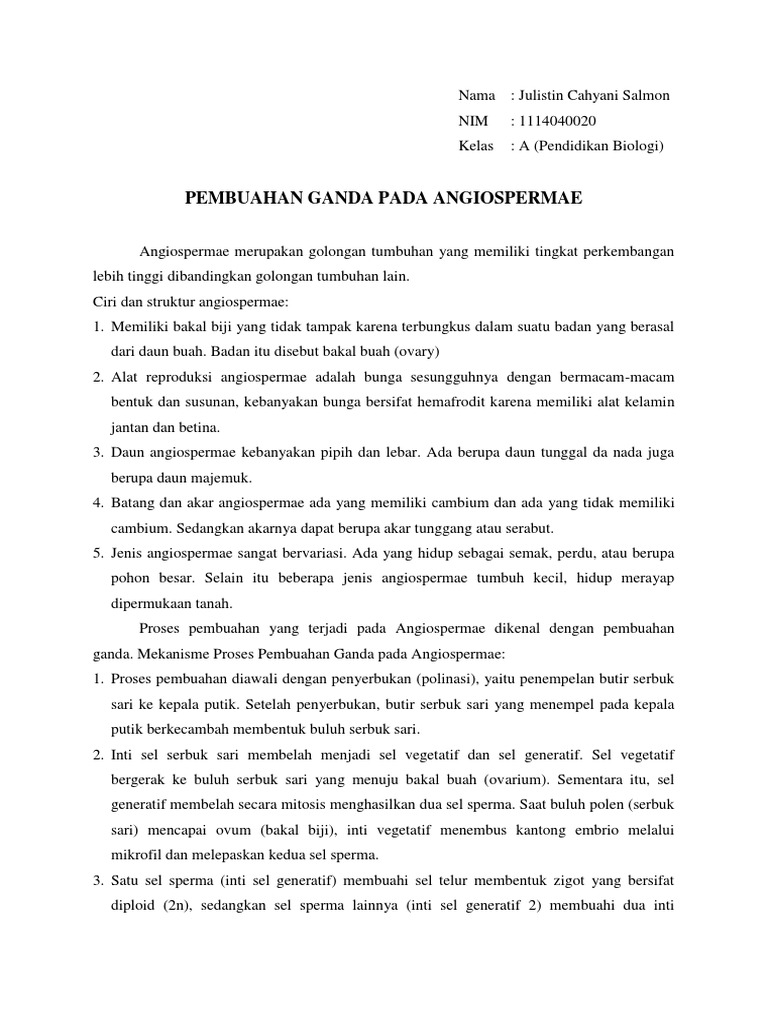 Pembuahan Ganda Pada Angiospermae | PDF