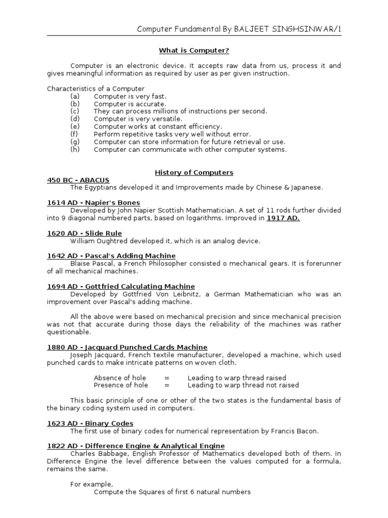 Fundamental of Computer | PDF | Computer Data Storage | Read Only Memory