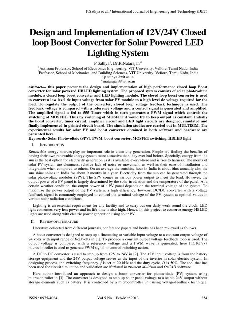 Boost Converter For Lighting | PDF | Inductor | Photovoltaics