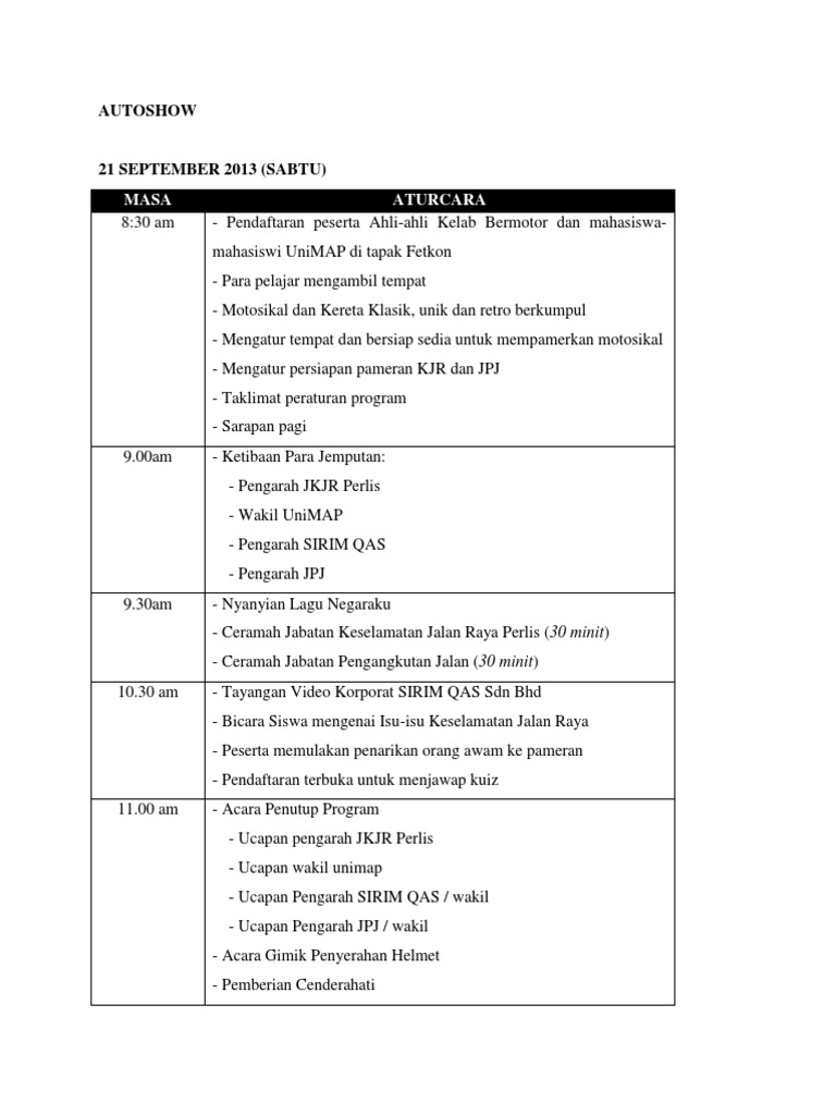 Contoh Tentatif Program Autoshow Runningman Bowling | PDF