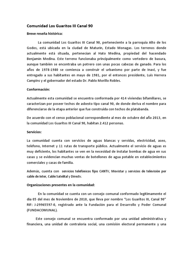 Comunidad Los Guaritos III Canal 90 | PDF | Science | Tecnología (general)