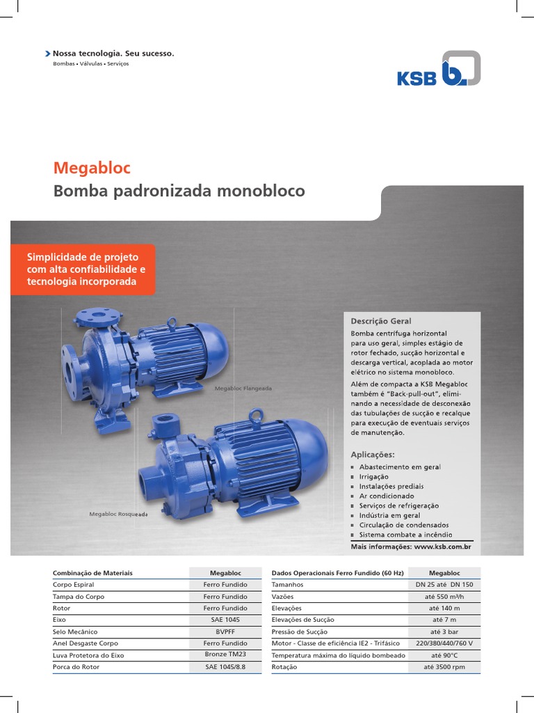 Catálogos Bombas KSB | Máquinas | Engenharia Mecânica