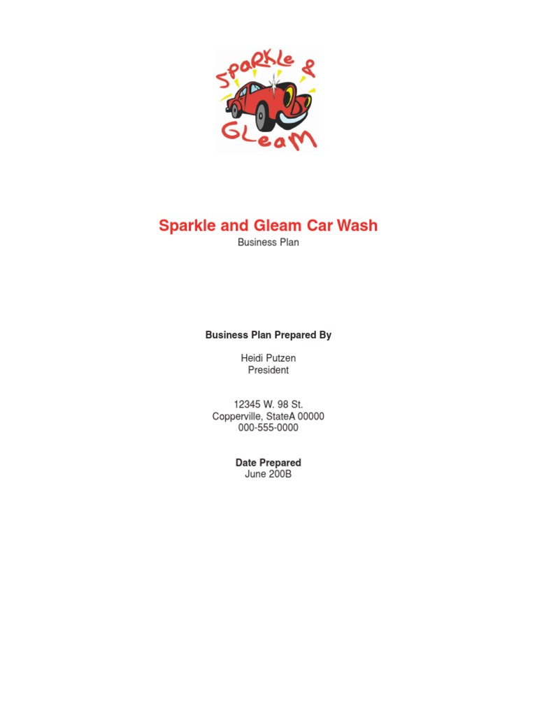 Car Wash Business Plan | PDF | Expense | Car