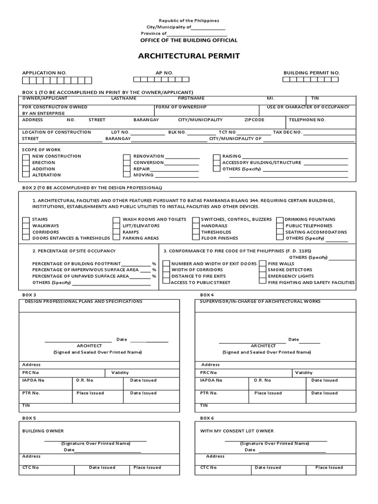 Architectural Permit: Office of The Building Official | PDF