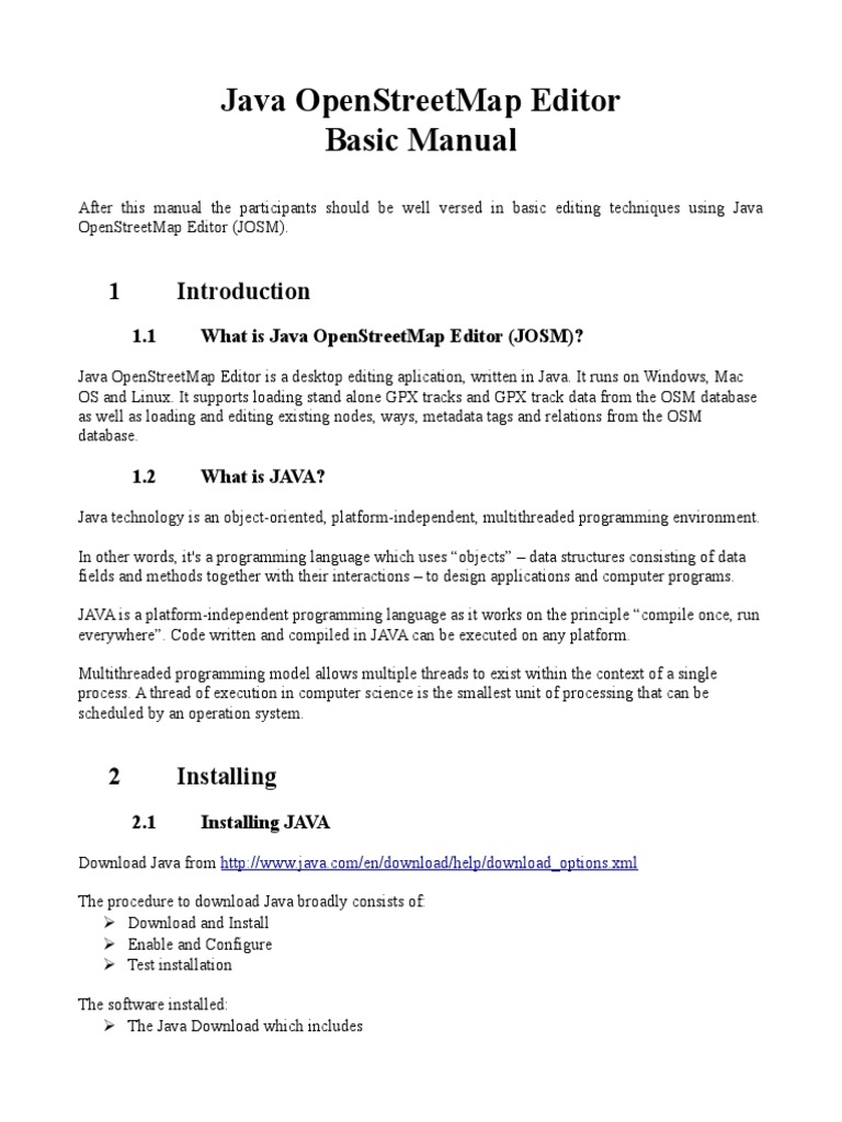 Josm Manual Final Pdf Java Programming Language Thread Computing