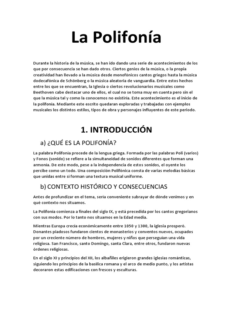 La Polifonía | PDF | Elementos de la música | Las artes escénicas