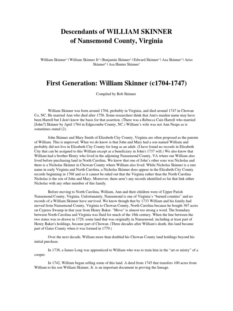 Gen 1 - William Skinner 1704 | PDF