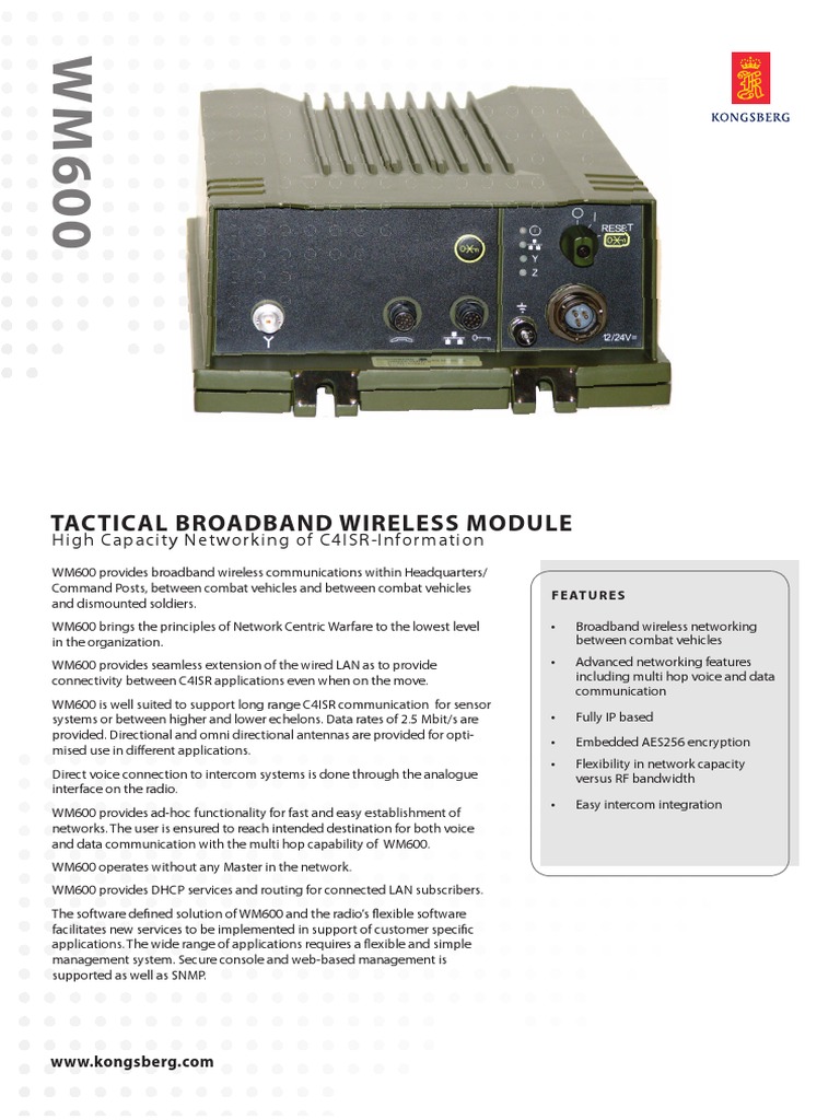 Kongsberg - WM600 | Wireless Network | Computer Network