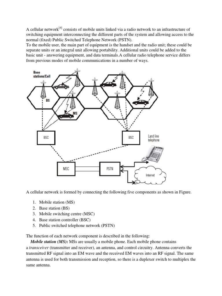 Components of a Cellular Network | PDF | Cellular Network | Base Station
