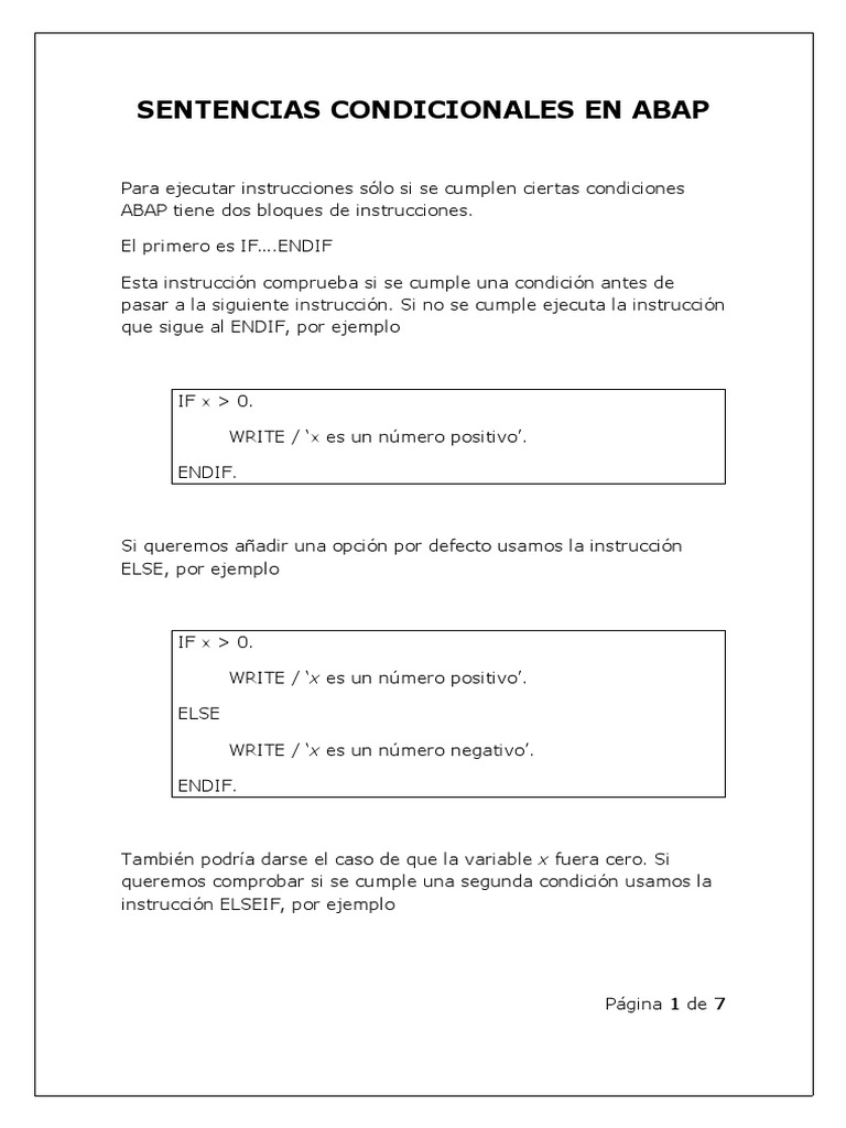 Condicionales y Bucles en ABAP | PDF