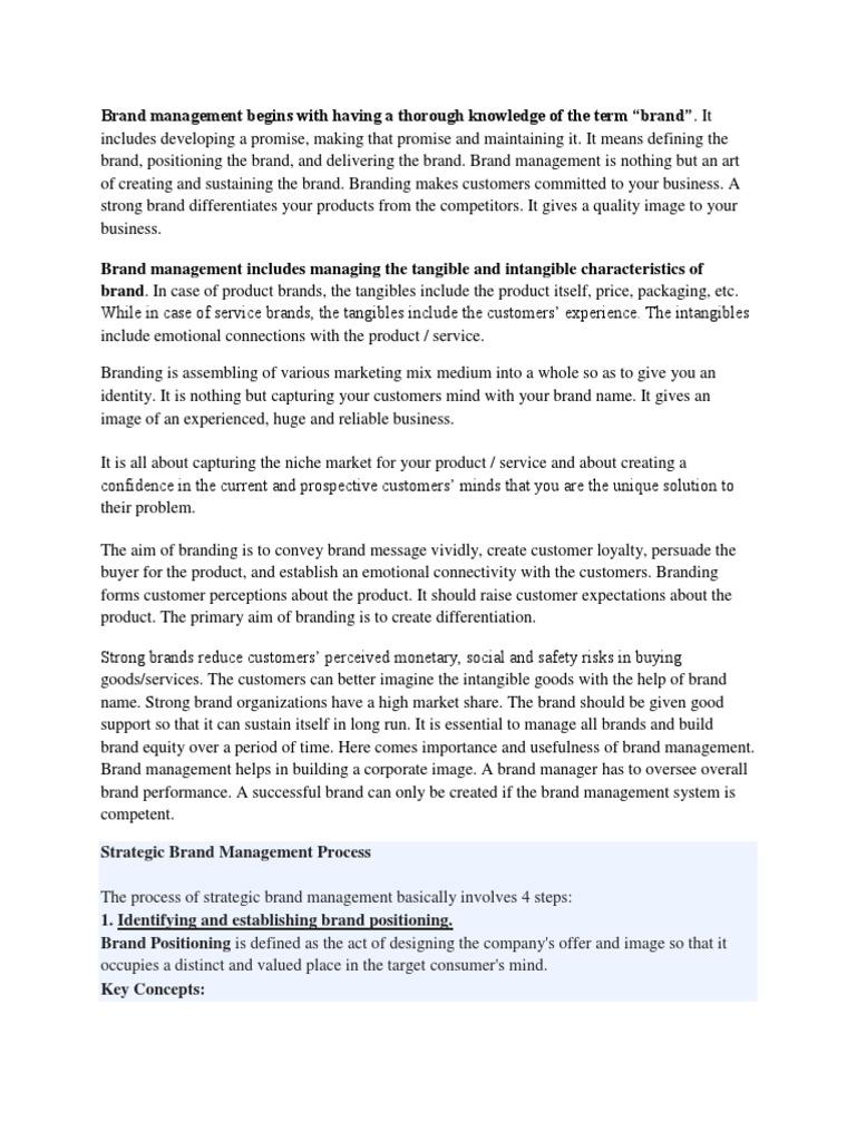 A Comprehensive Overview of Strategic Brand Management: Exploring Brand ...