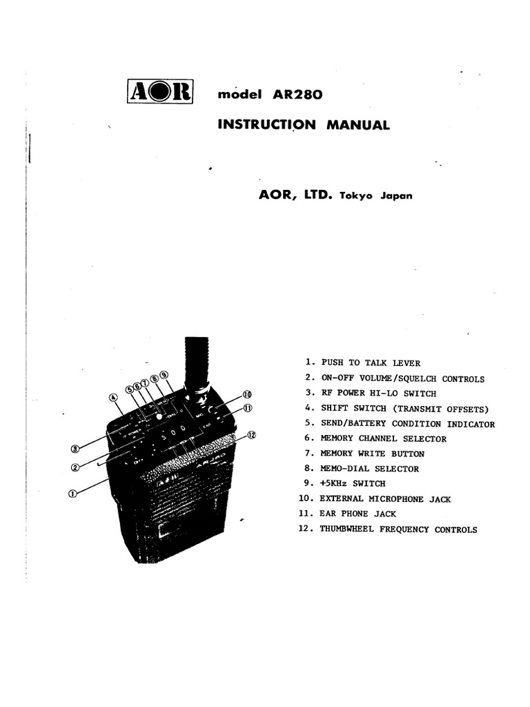 AOR AR280 VHF Tranciever Manual.1 | PDF