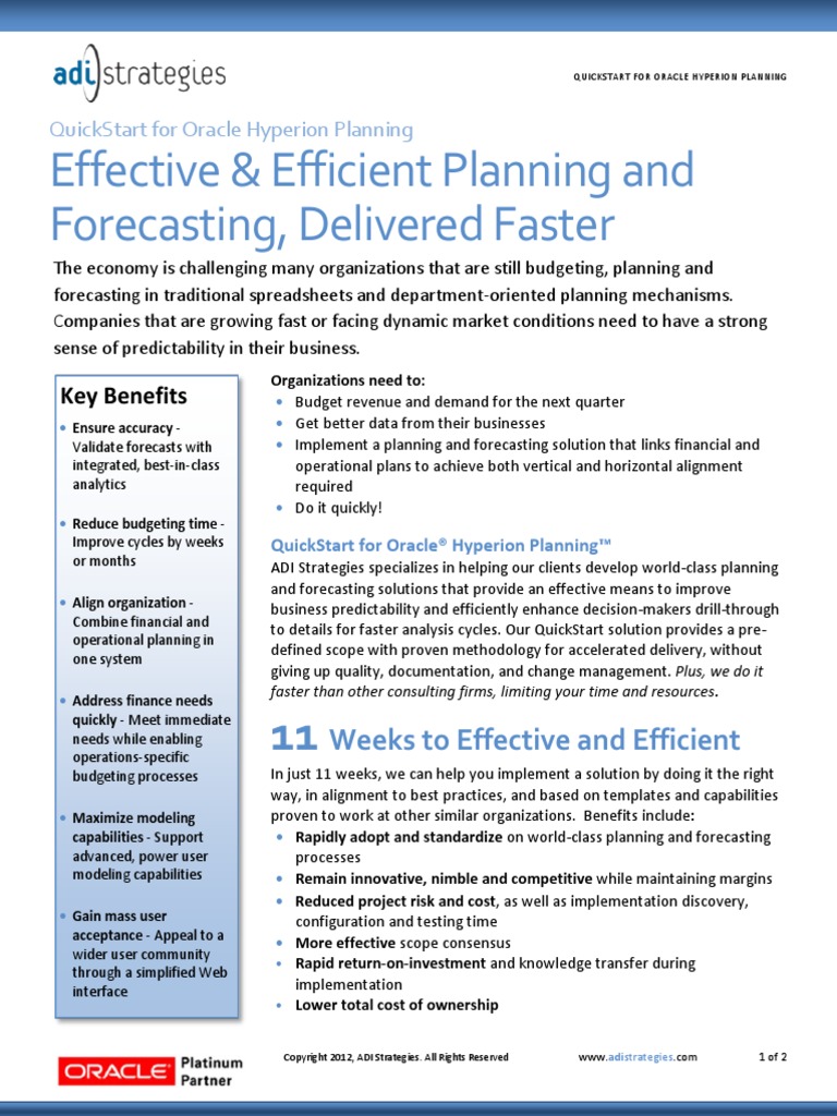 ADI Strategies Hyperion Planning QuickStart | PDF | Forecasting ...