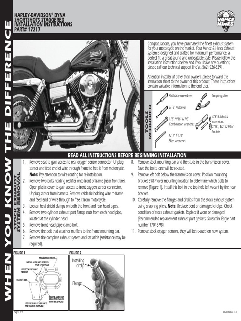 Harley-Davidson Dyna Shortshots Staggered Installation Instructions PART# 17217 | PDF ...