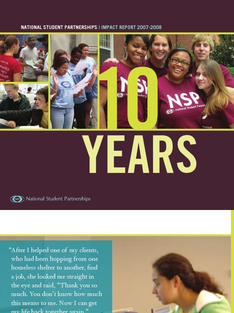 NSP 10-Year Impact Report Summary | PDF | Volunteering | Poverty