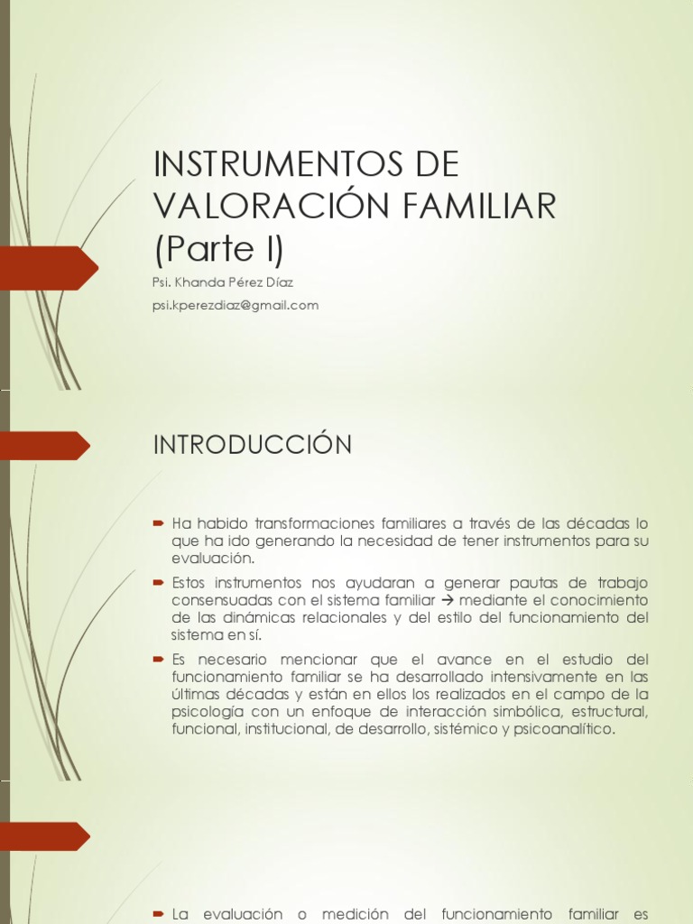 Instrumentos de Valoración Familiar Parte I. | PDF | Evaluación | Sicología
