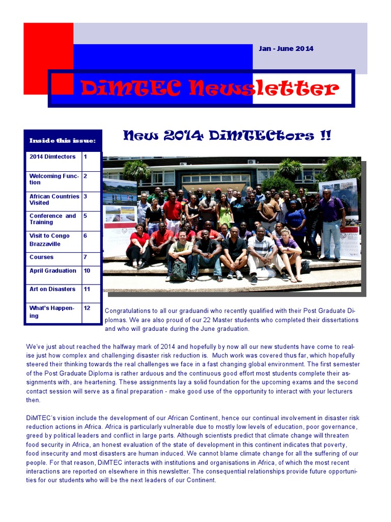 Newsletter Jan - June 2014 | PDF | Emergency Management | Risk Management
