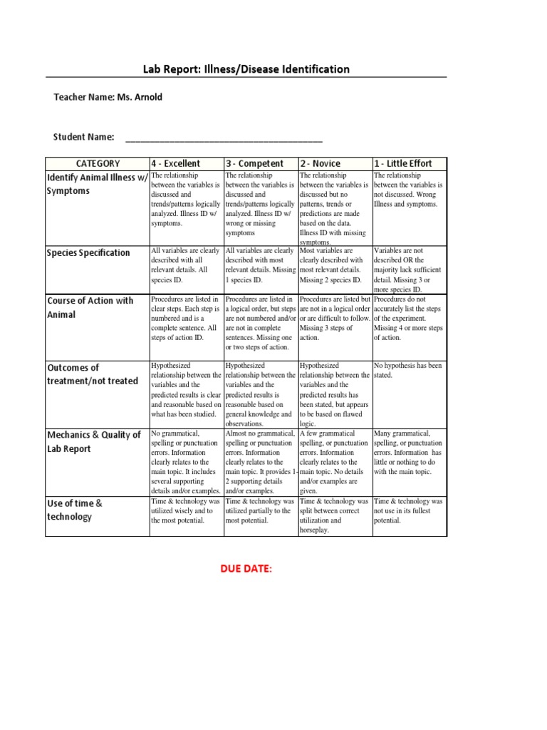 Authentic Assessment - Illness Disease Id Rubric | PDF | Prediction ...