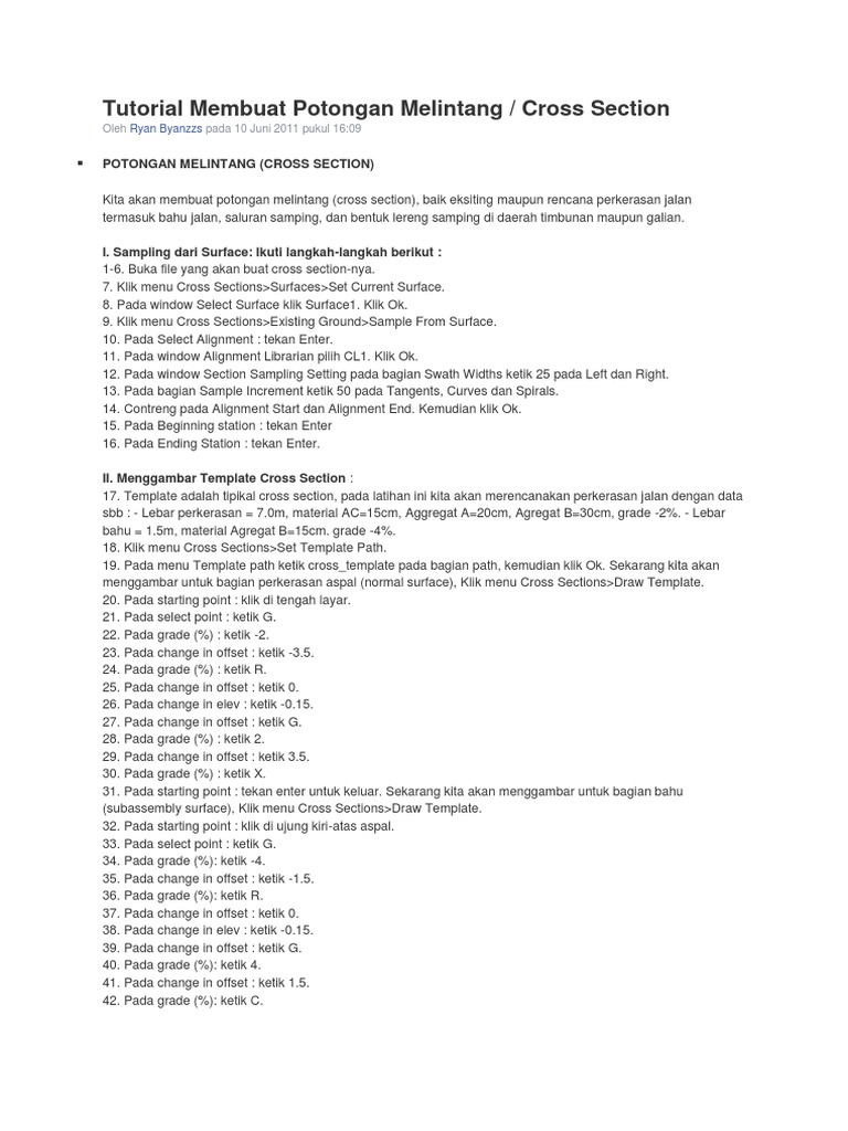 Tutorial Membuat Potongan Melintang | PDF