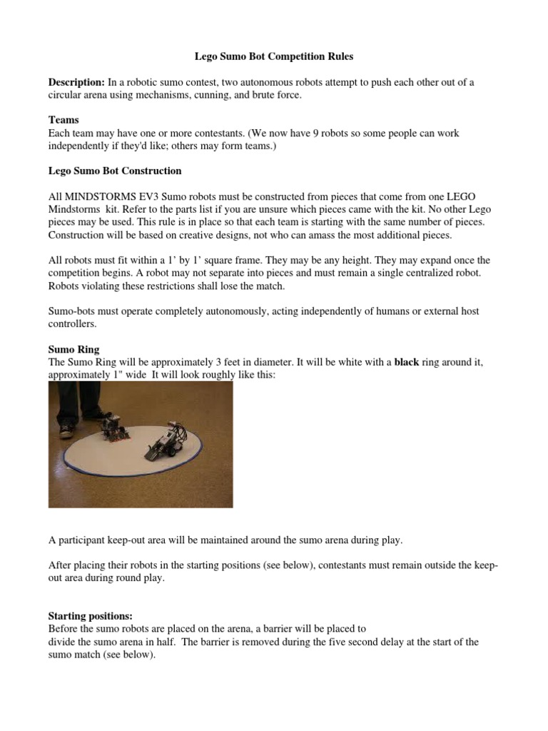 Sumo Bot Competition Rules 2 | PDF | Tournament | Sports