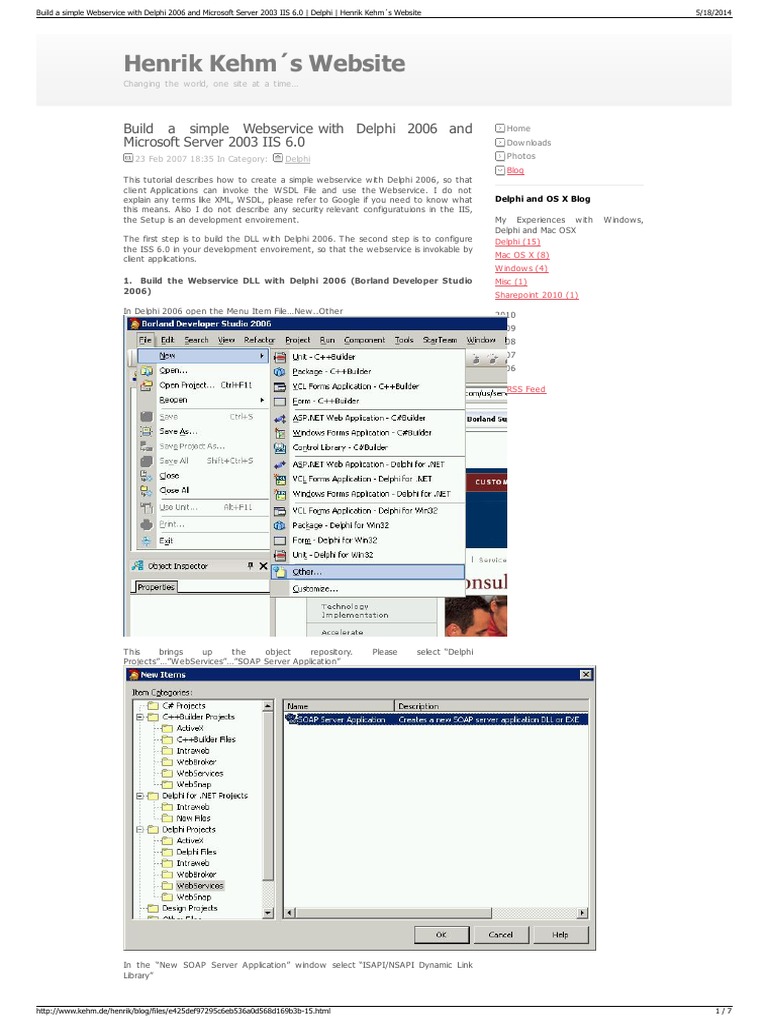 Build A Simple Webservice With Delphi 2006 and Microsoft Server 2003 IIS 6.0 | PDF | Internet ...