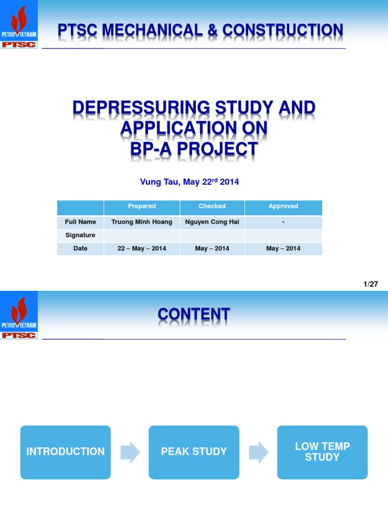 Depressuring Study and Application On BP-A Project | PDF | Heat ...