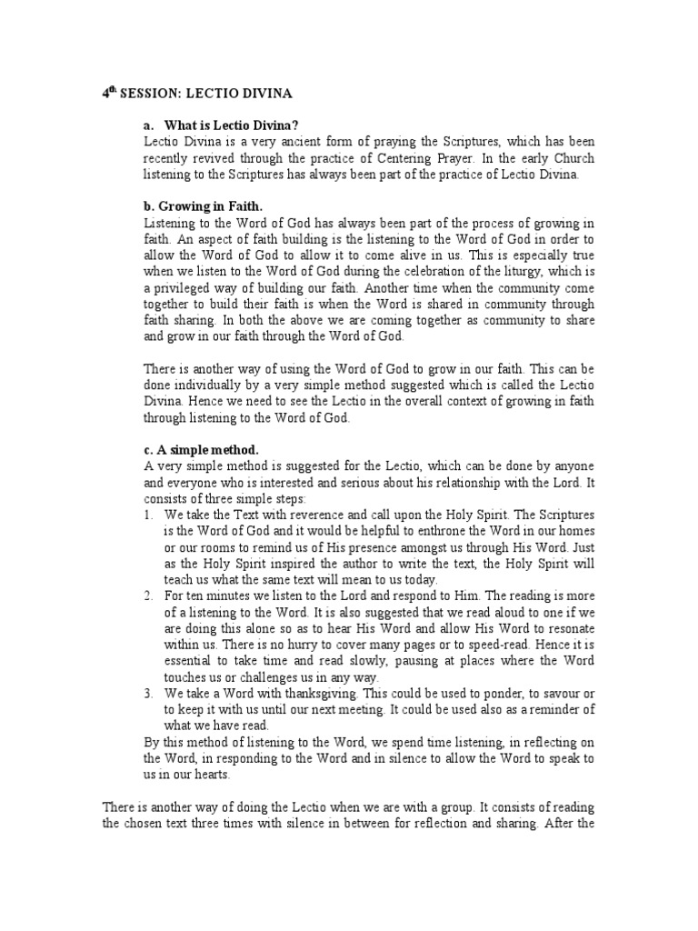 Lectio Divina | PDF | Lectio Divina | Prayer