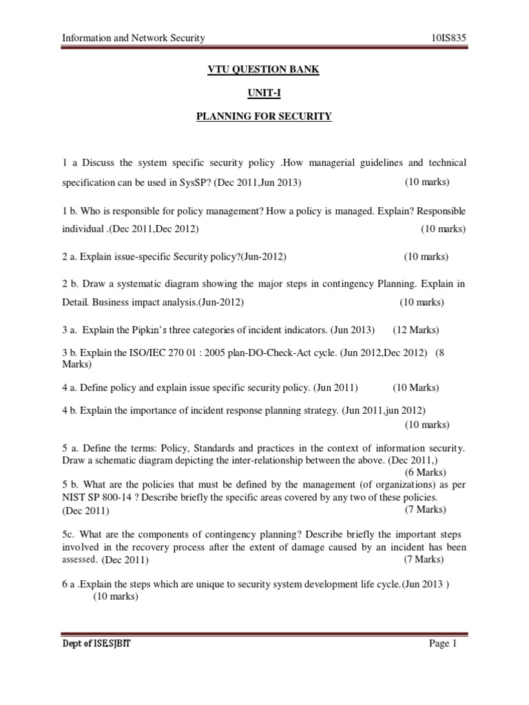 Information Security Question Bank | PDF | Transport Layer Security ...