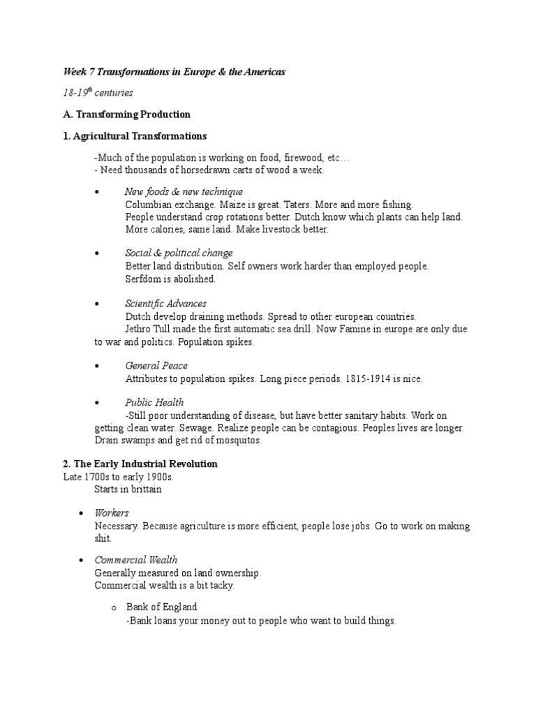 Week 07 - Transformations in Europe & The Americas - 1 | PDF | Class ...