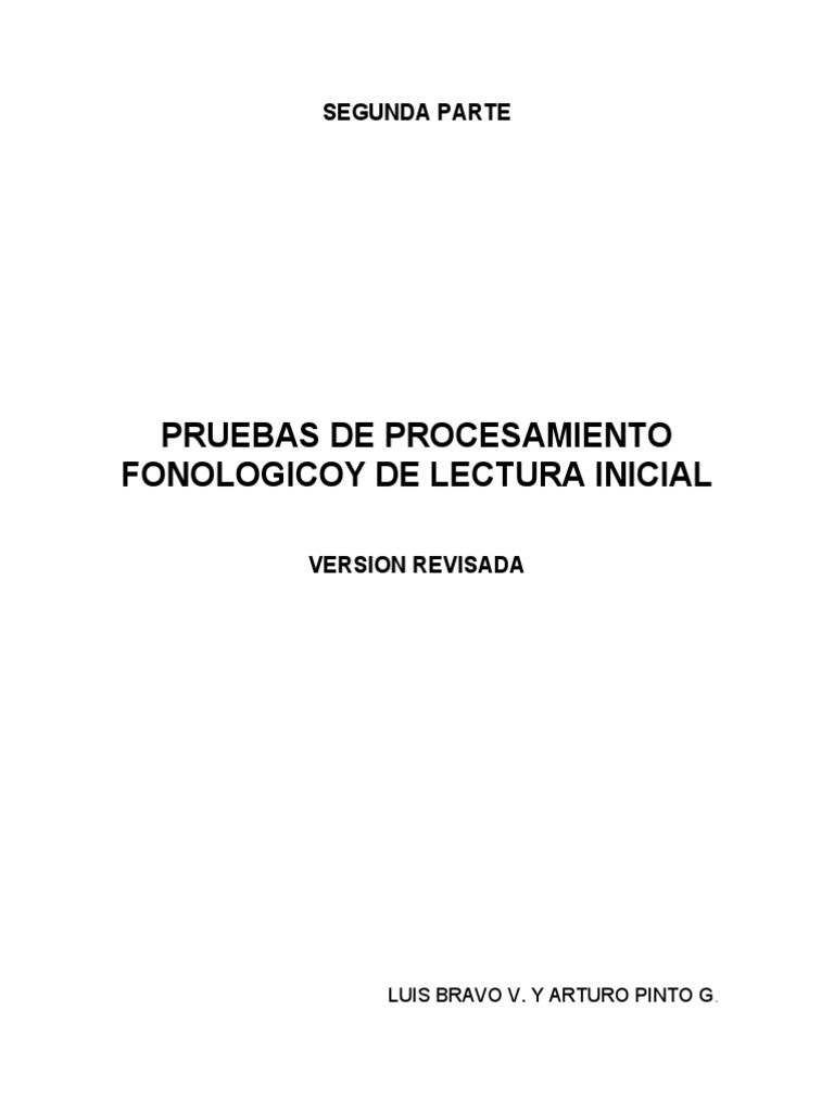 Evaluación Fonológica y Lectura Inicial | PDF