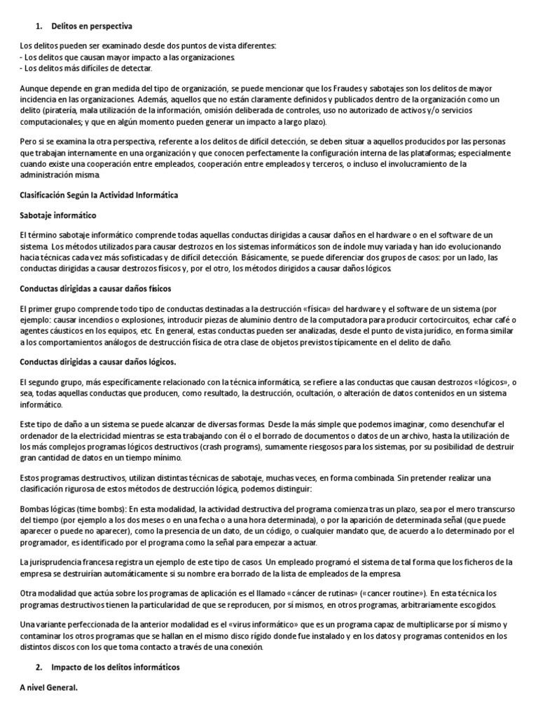 Conductas Dirigidas A Causar Daños Físicos | PDF | Cibercrimen | Sabotaje
