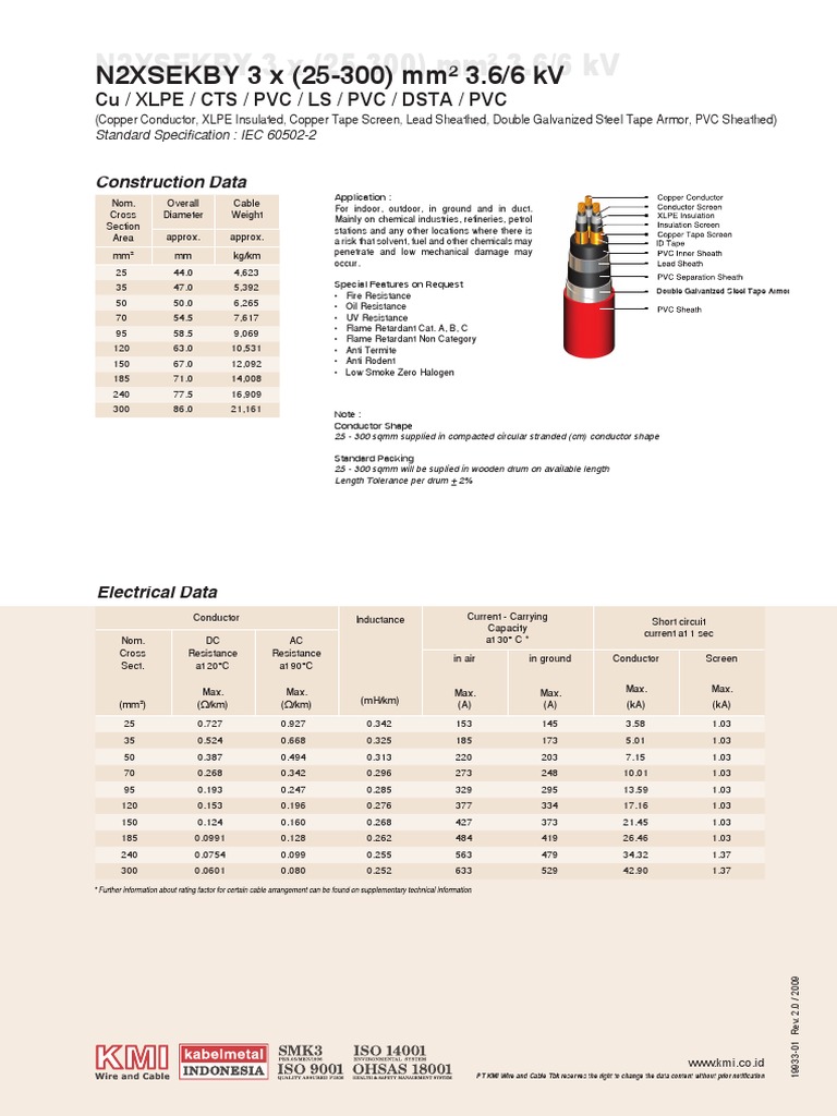 N2XSEKBY | Download Free PDF | Cable | Electrical Conductor