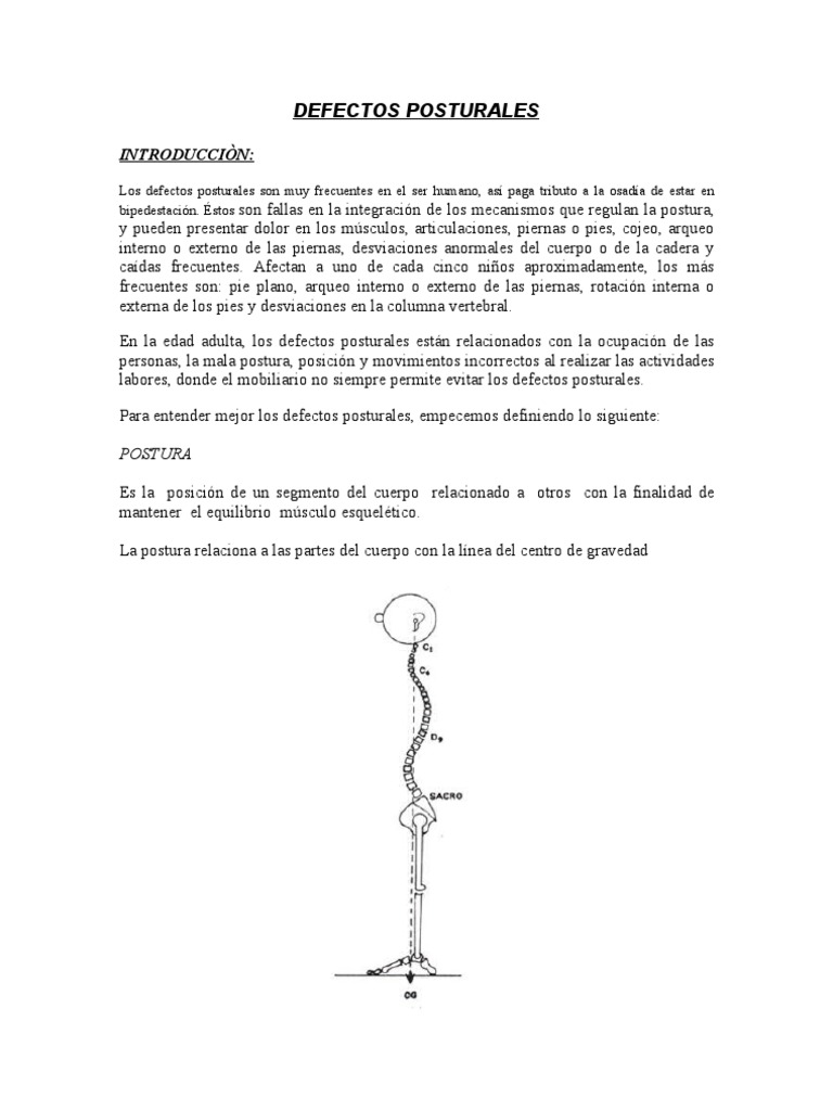 Defectos Posturales: Causas y Evaluación | PDF | Pie | La columna vertebral