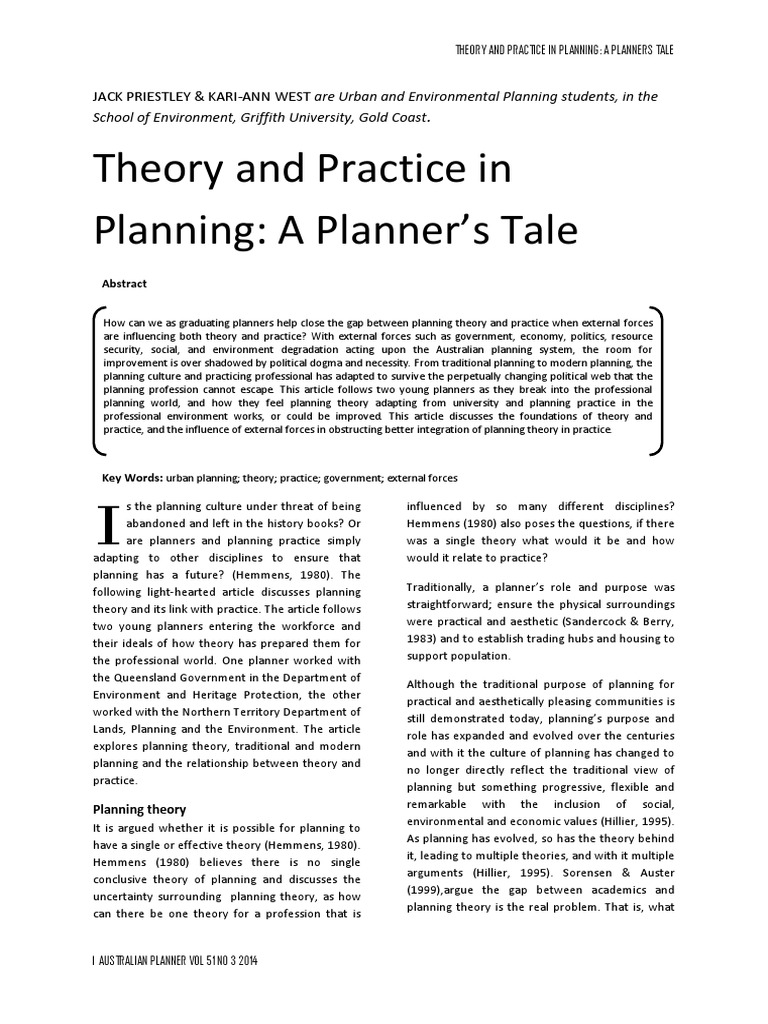 Theory and Practice in Planning - A Planners Tale Finalversion | PDF ...