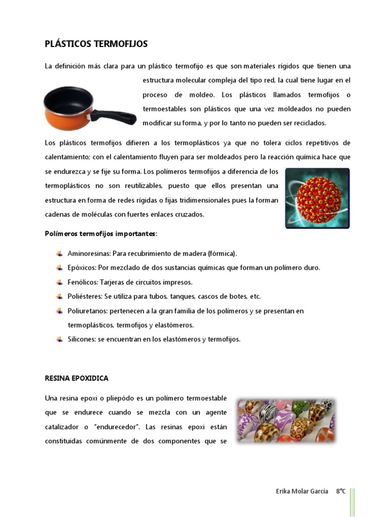 Plásticos Termofijos | PDF | Epoxy | Polímeros