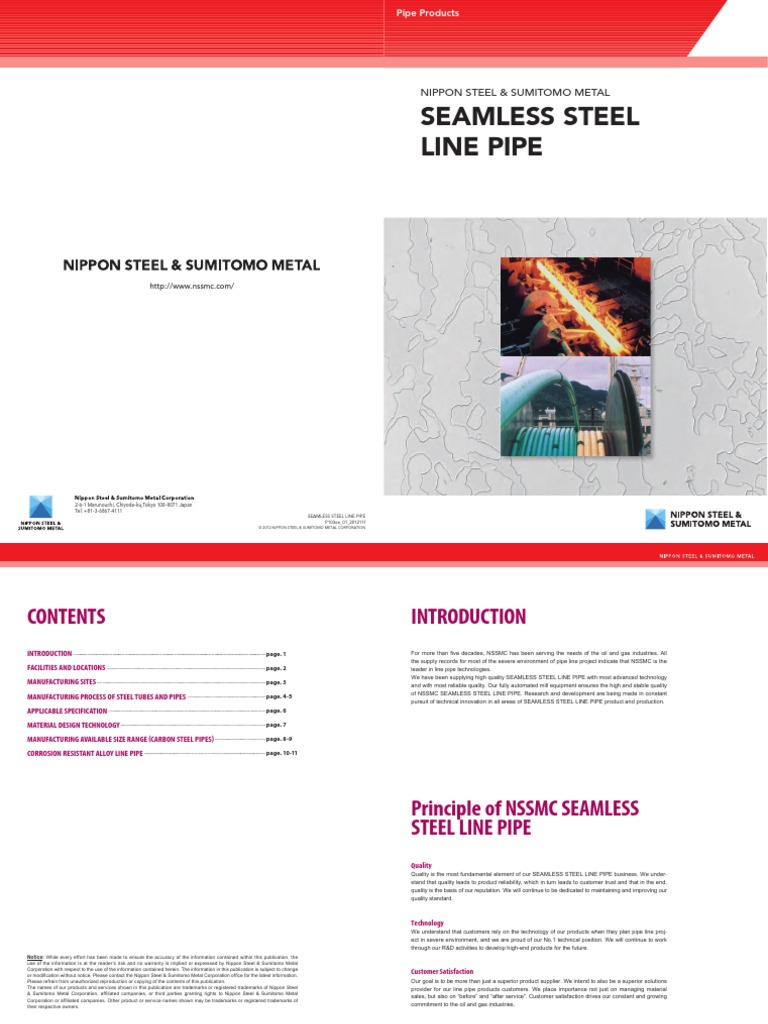 Catalog of Seamless Steel Line Pipe of NSSMC | PDF | Pipe (Fluid ...