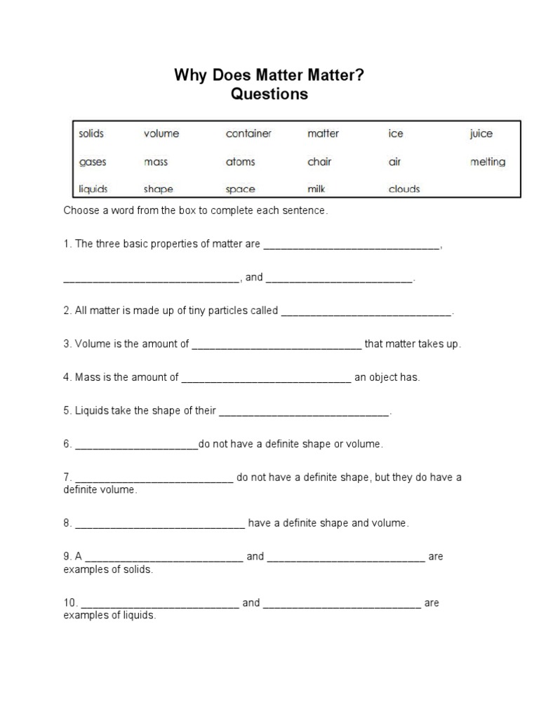 Why Does Matter Matter Questions | PDF | Career & Growth | Language ...